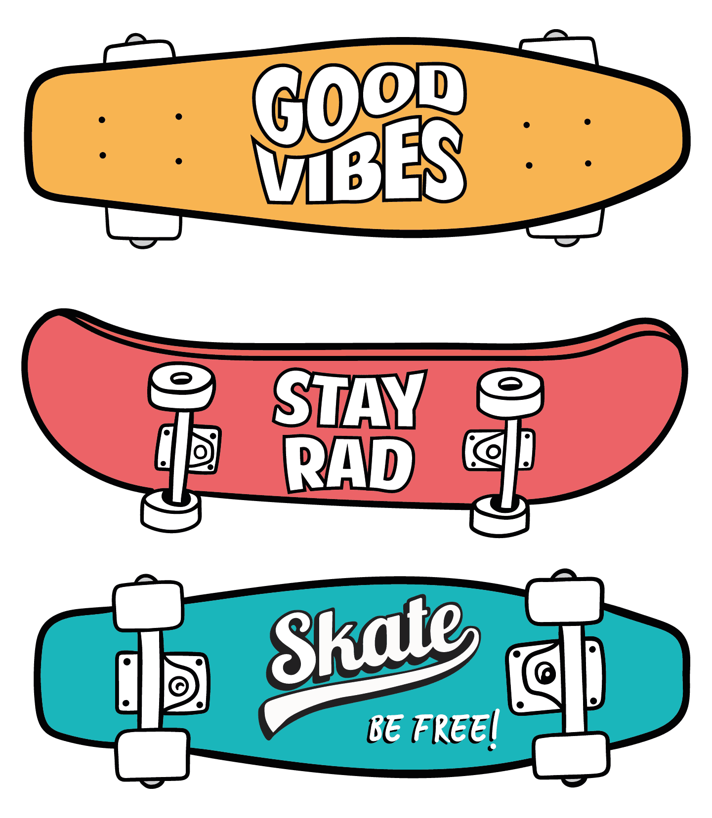 Multiple Skateboard Artwork Design for Kid's Bedroom Vinyl Wall Decal ...