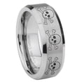 Multiple Skull Beveled Edge Gray Tungsten Men Ring 10MM - Walmart.com