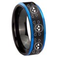 Multiple Skull Step Edge Black And Blue Tungsten Promised Ring 10MM ...