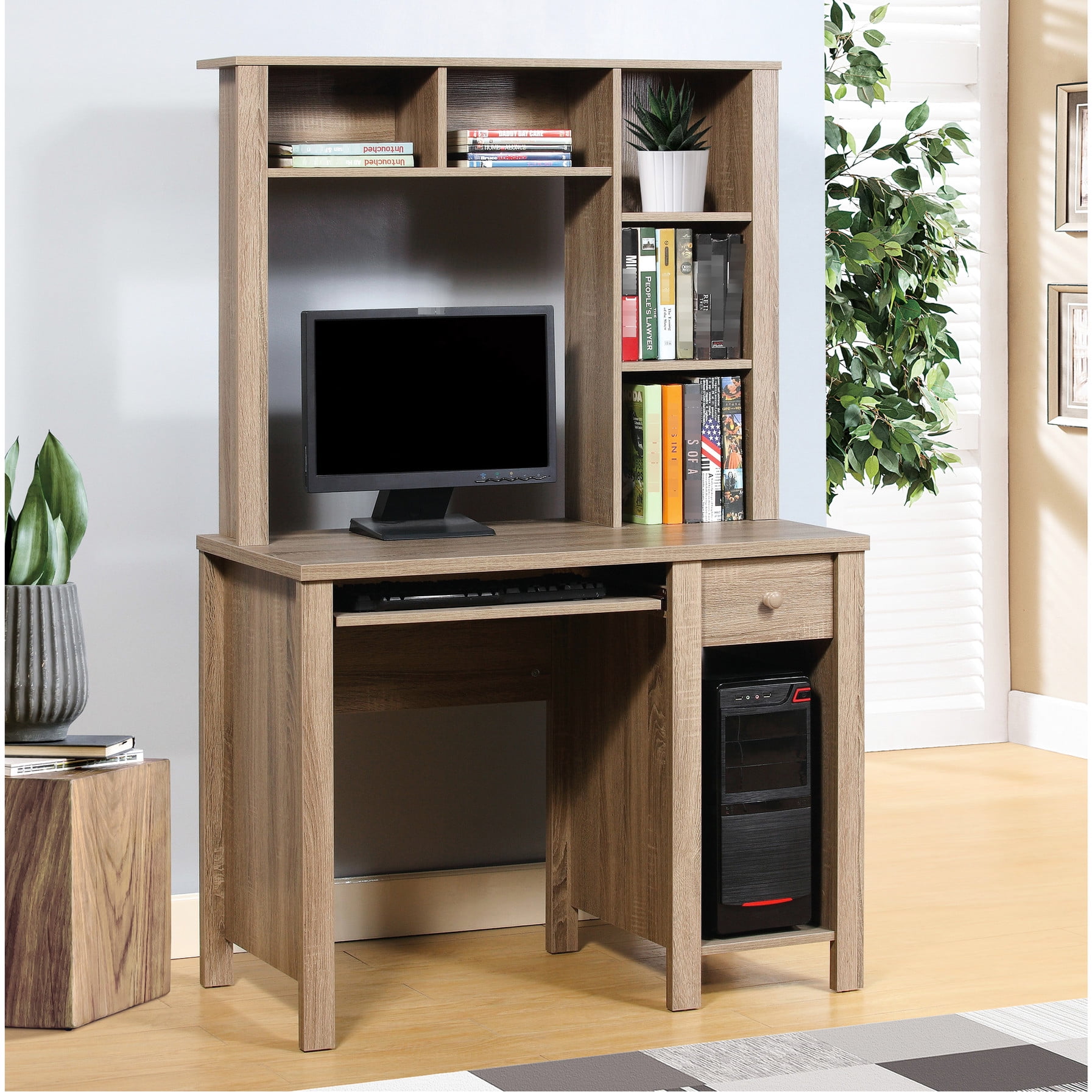 Multiple Storage Spaces | Home Office & Studying | Desk with Hutch for ...
