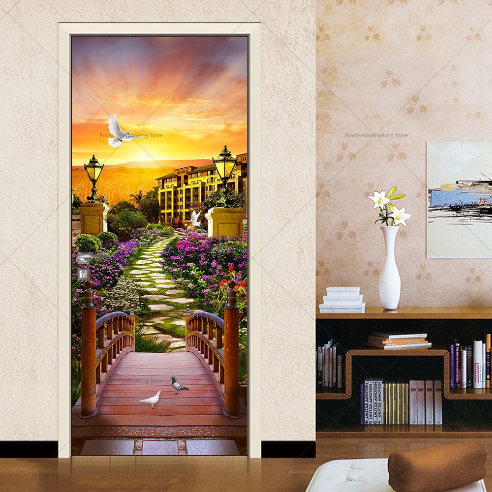 Multiple Styles of 3D Door Stickers Detachable Waterproof Decorative ...