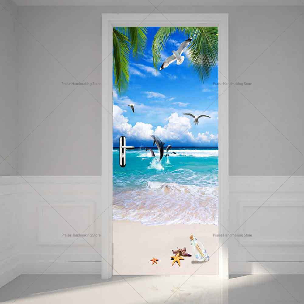 Multiple Styles of 3D Door Stickers Detachable Waterproof Decorative ...