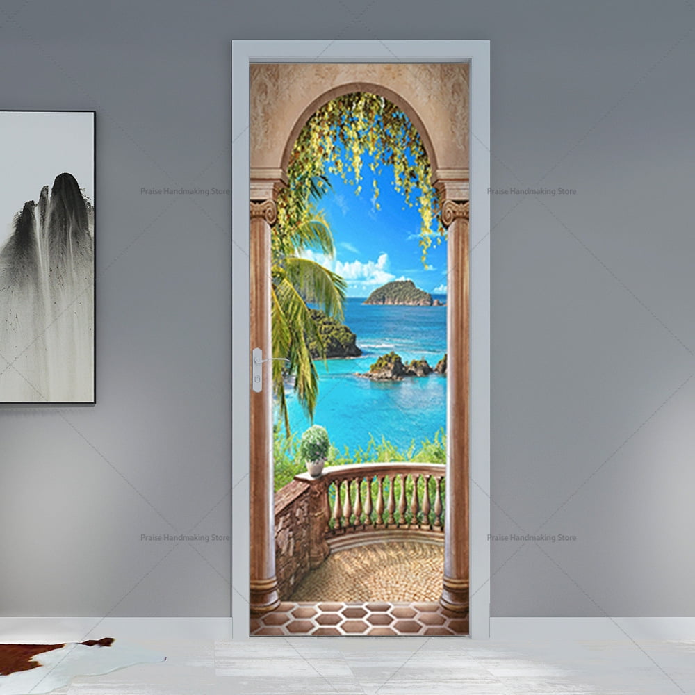 Multiple Styles of 3D Door Stickers Detachable Waterproof Decorative ...