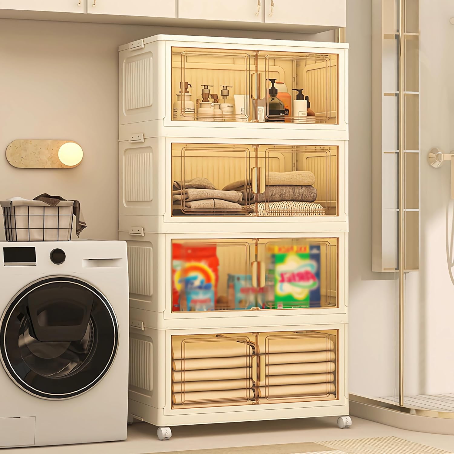 Multiple Tier Stackable Storage Bins with Lids and Wheels, Stackable ...