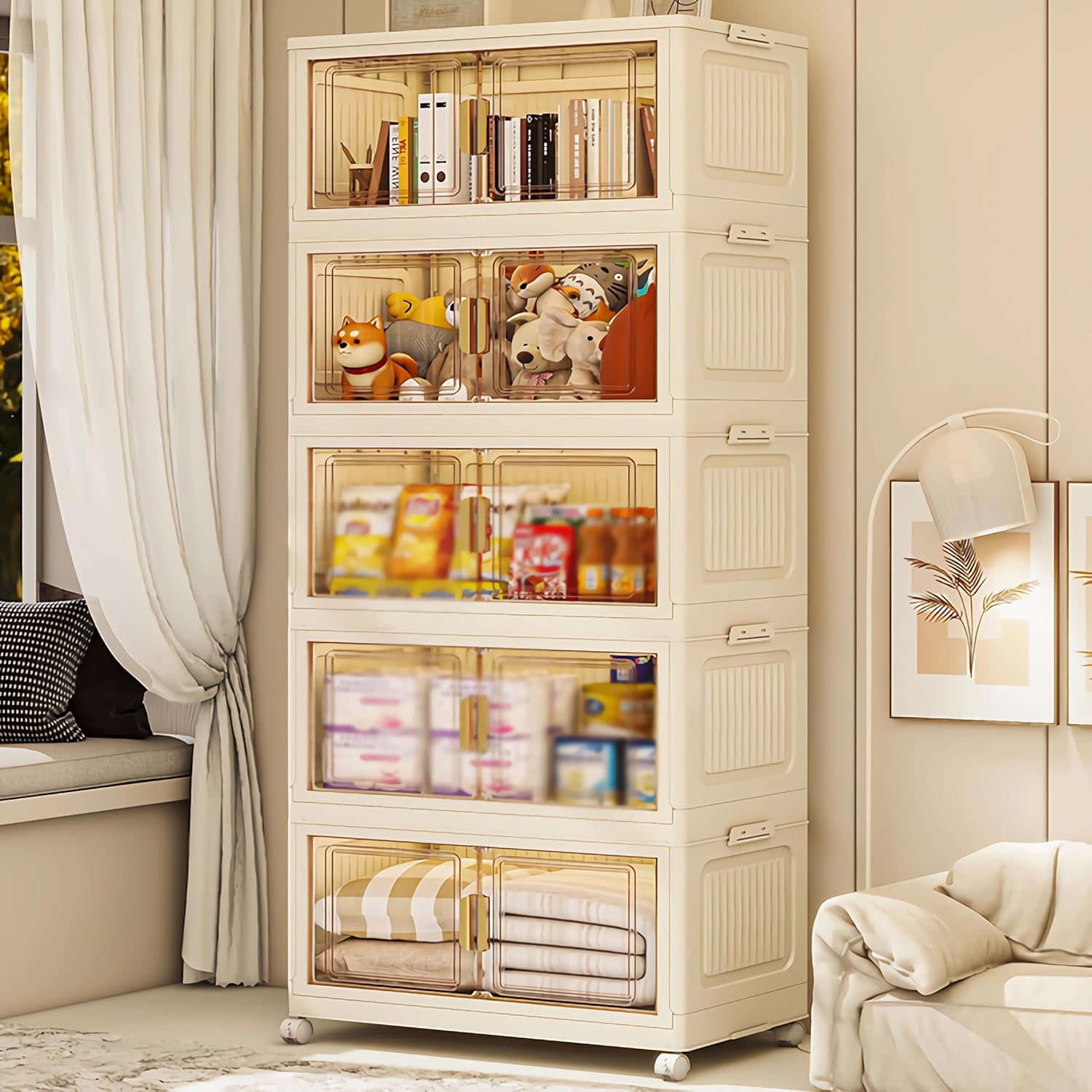 Multiple Tier Stackable Storage Bins with Lids and Wheels, Stackable ...