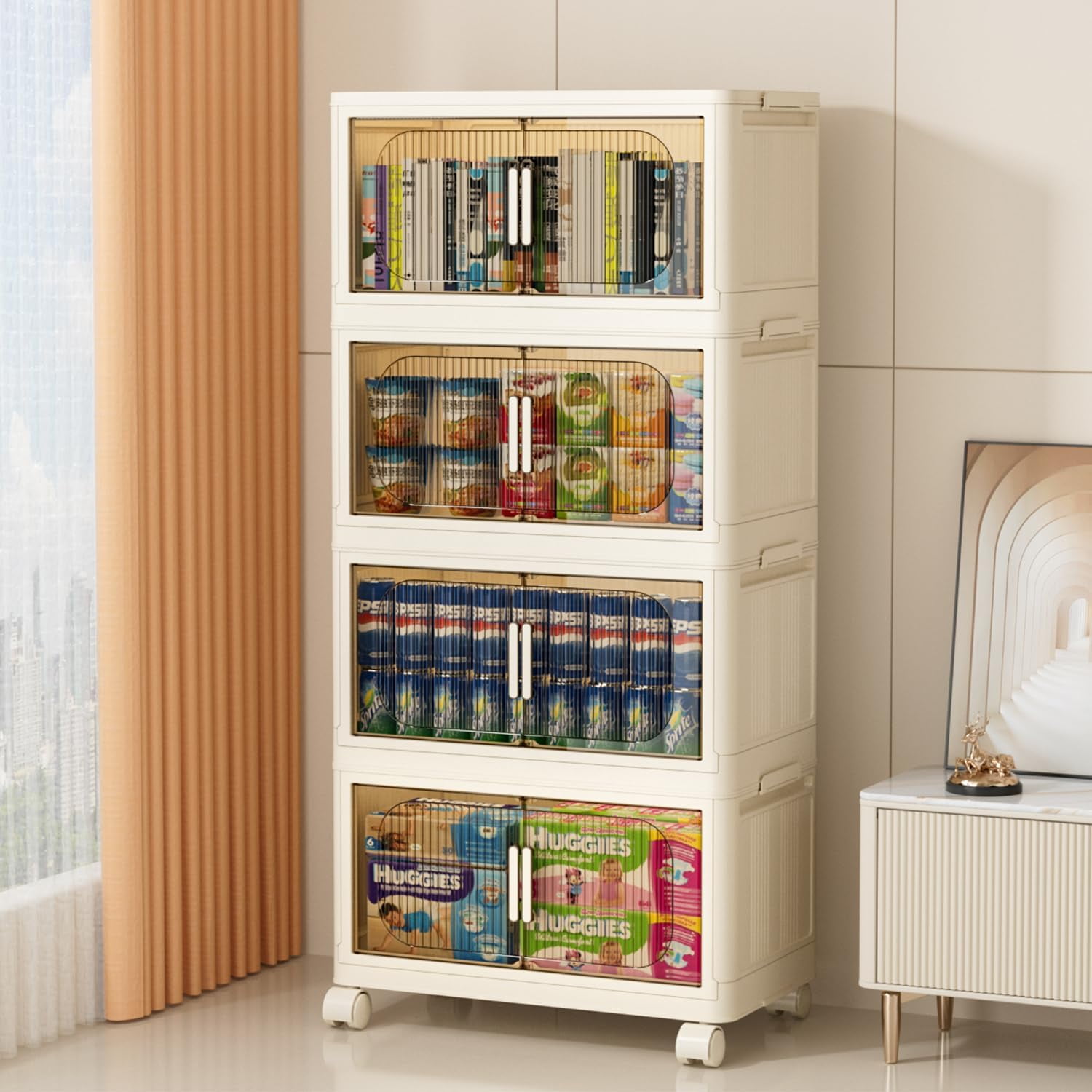 Multiple Tier Stackable Storage Bins with Lids and Wheels, Stackable ...