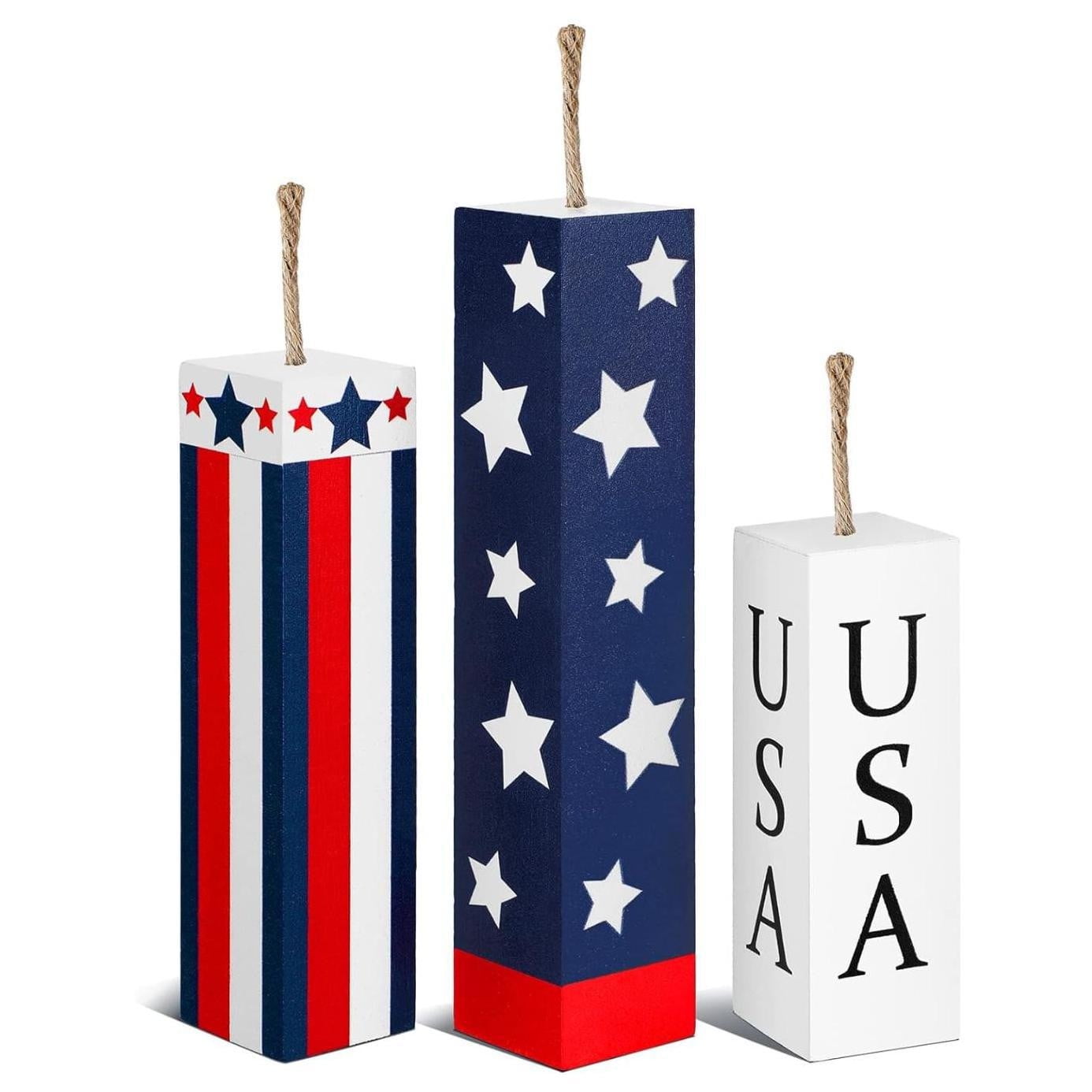 Multiple Wooden Decorations For Independence Day Wooden Blocks For ...