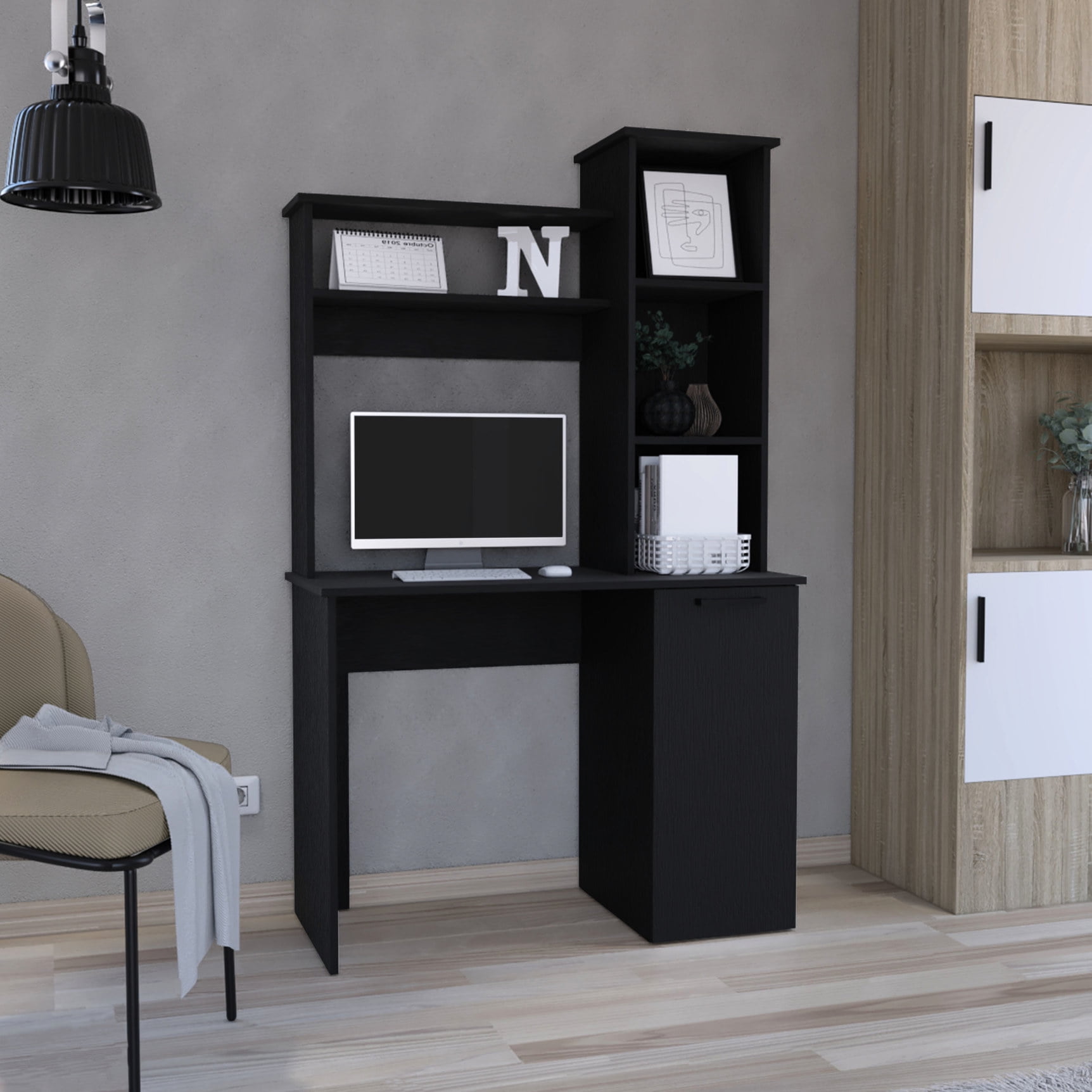 Multiple storage options & sleek black - Modern computer desk for ...