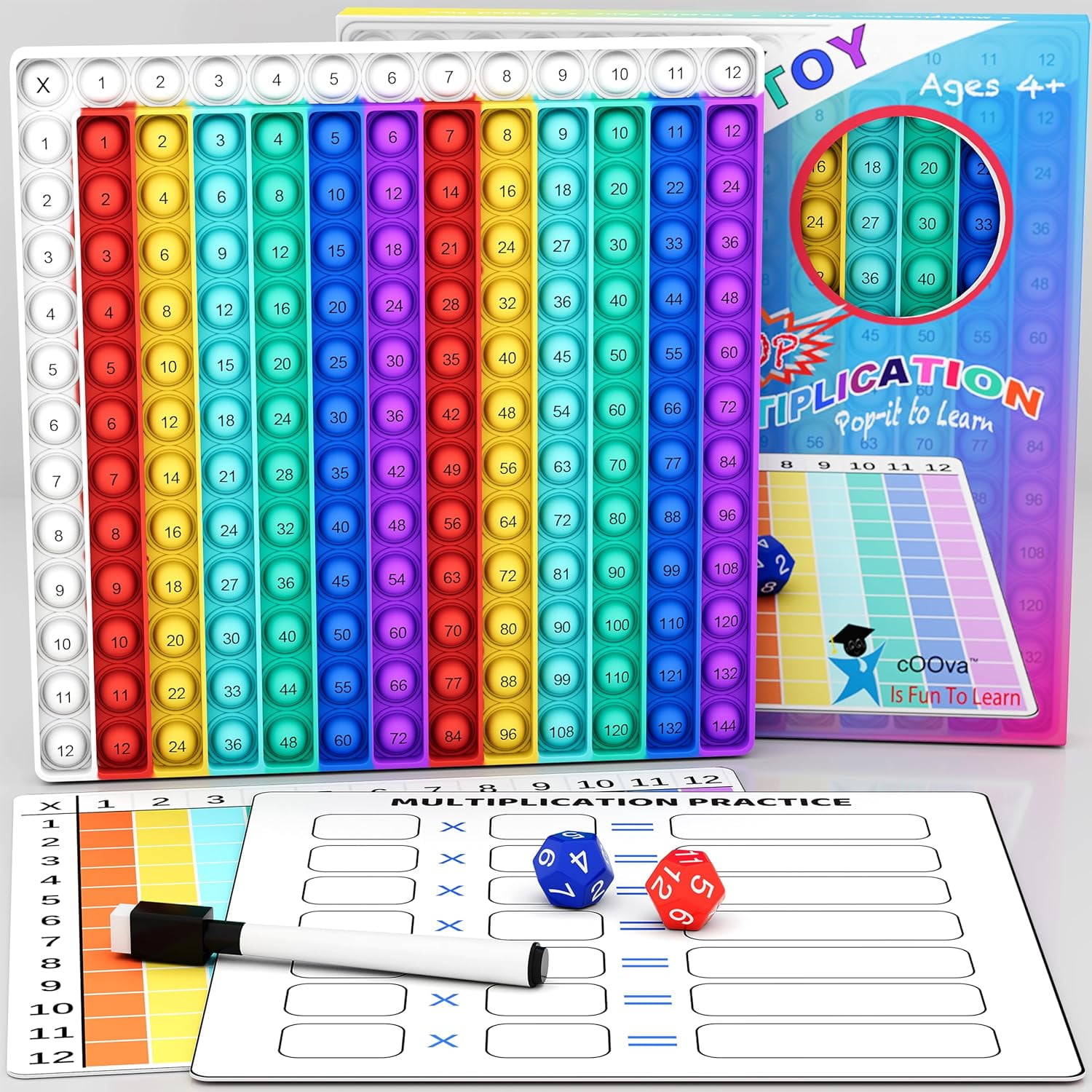 Multiplication Chart Pop It - Multiplication Game Board, 12x12 Times ...