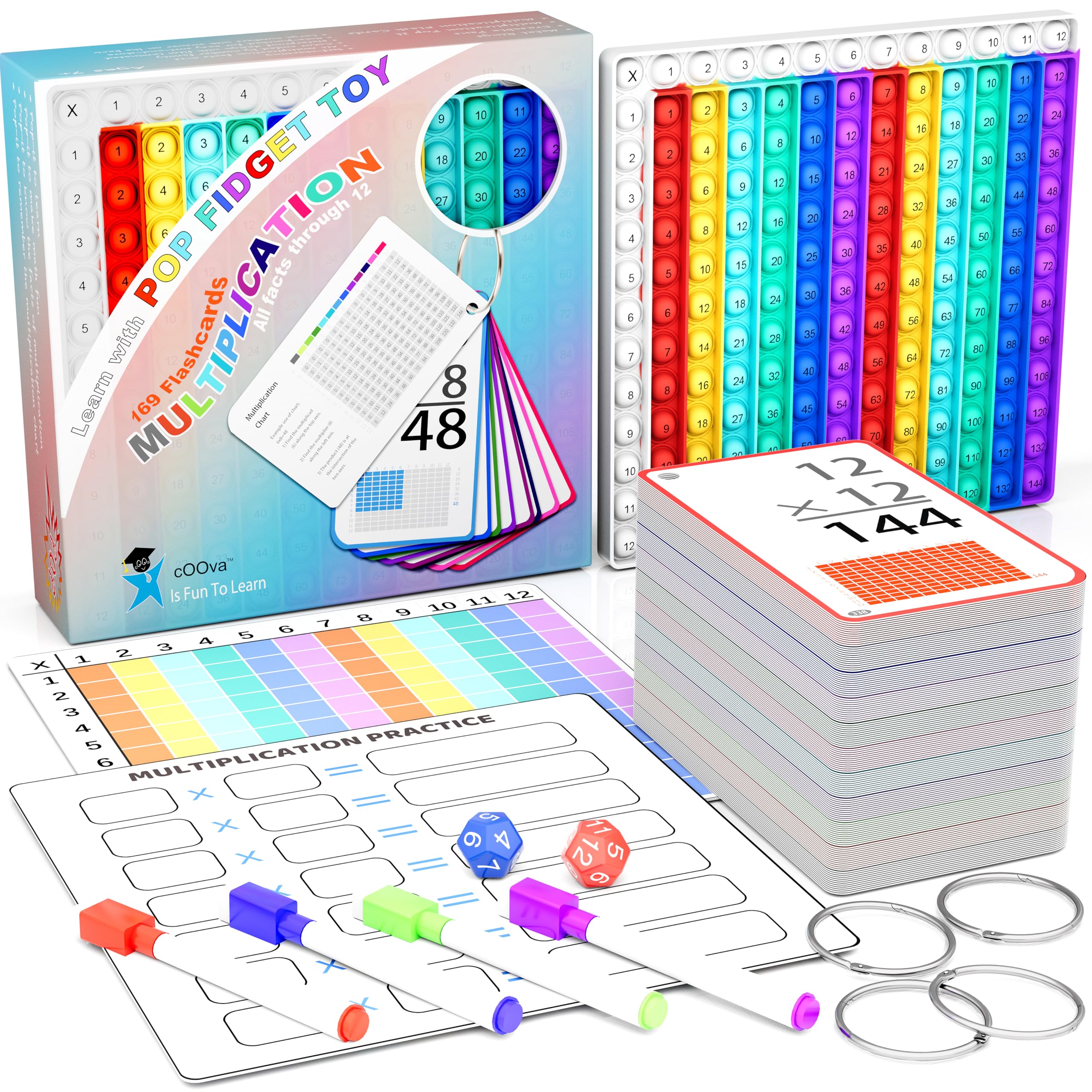 Multiplication Flash Cards + DHF10 Multiplication Chart - Math Manipulatives Multiplication ...