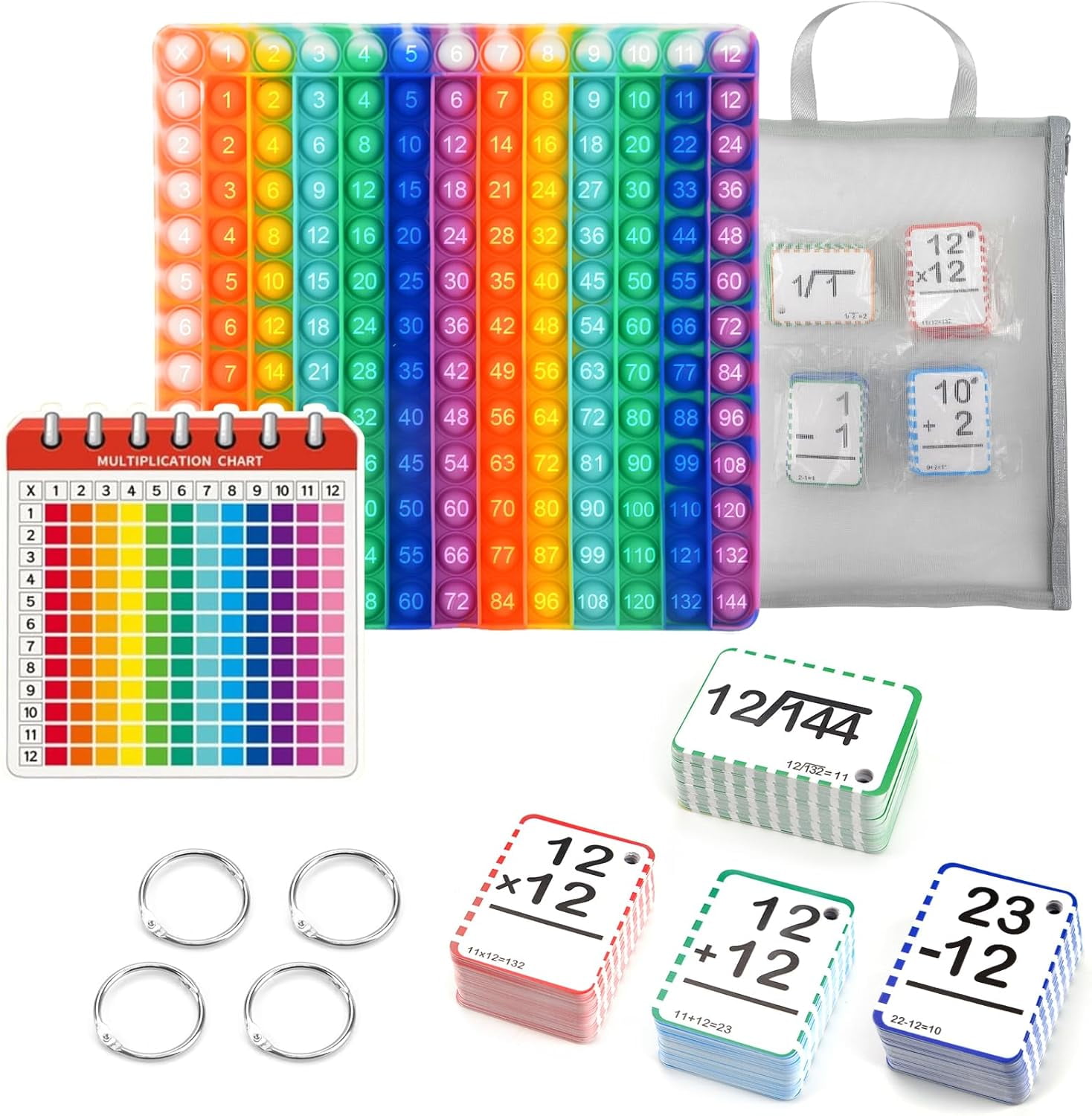 Multiplication Flash Cards, Math Flash Cards and Pop Fidget Chart Times ...
