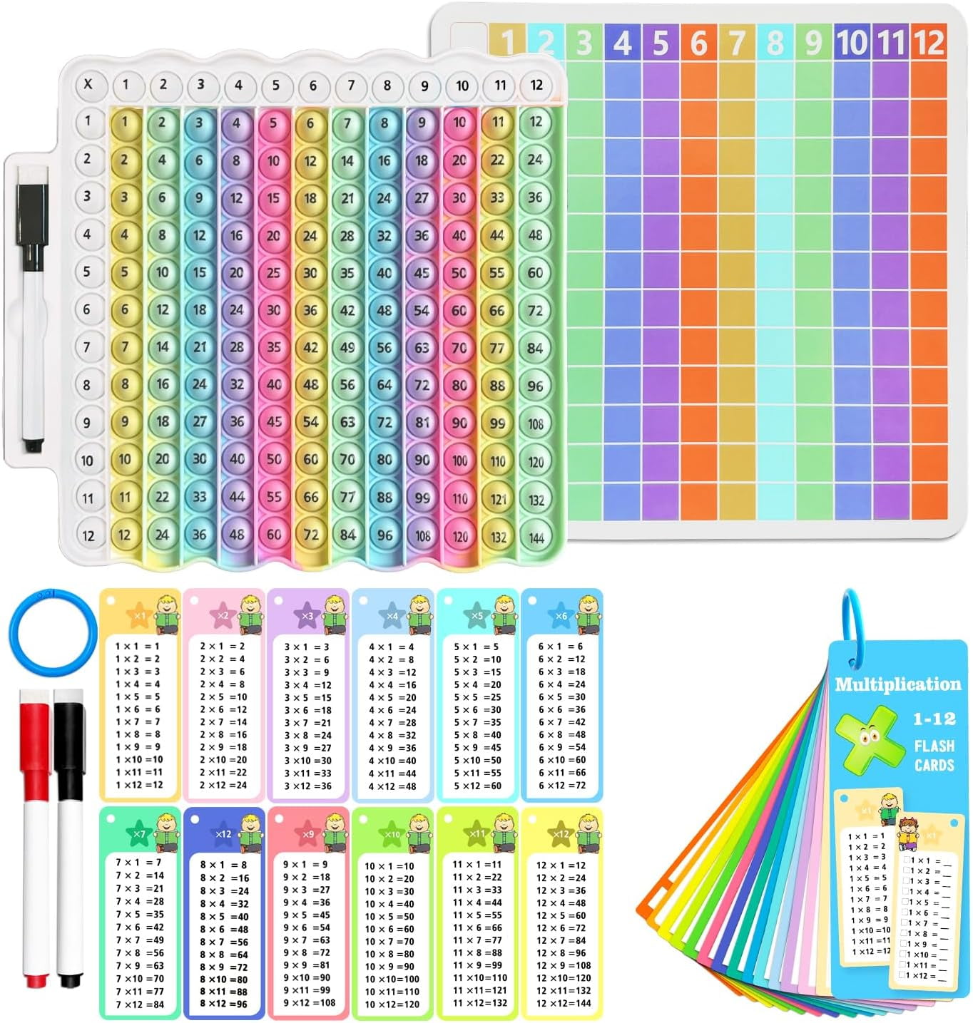 Multiplication Flash Cards + Pop Fidget Multiplication Chart, Times ...