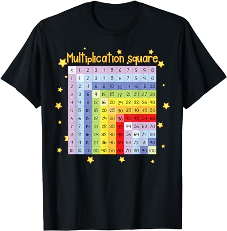 Multiplication Square Table Fun Math Chart Kids Teacher Gift T-Shirt ...