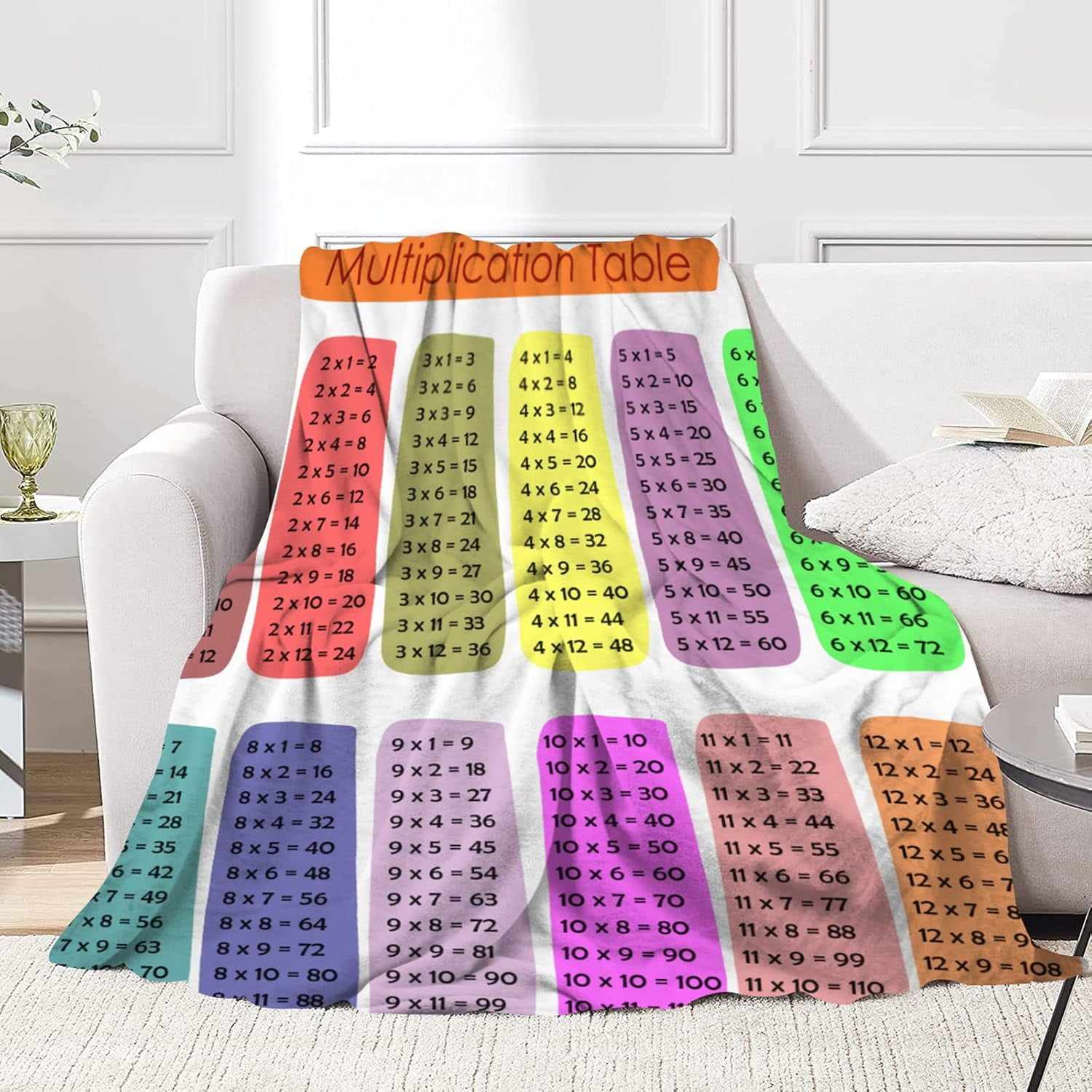Multiplication Table 1 to 12 Flannel Throw Blanket 60x80 Inch School ...