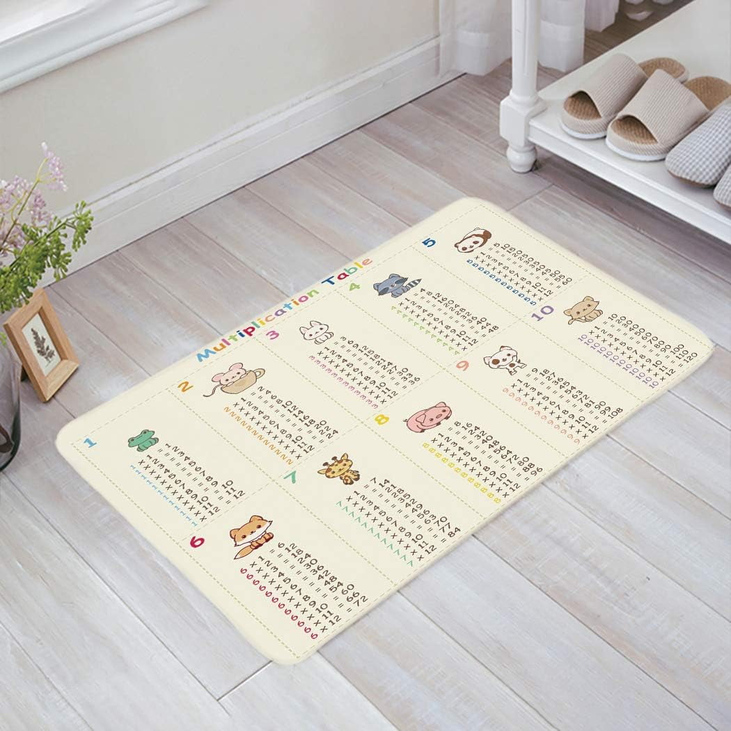 Multiplication Table for Cute Animals Indoor Doormat Low Pile Welcome ...