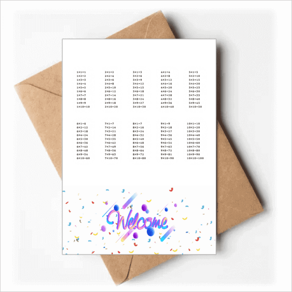 Multiplication Table Number Study Math Welcome Back Greeting Cards ...