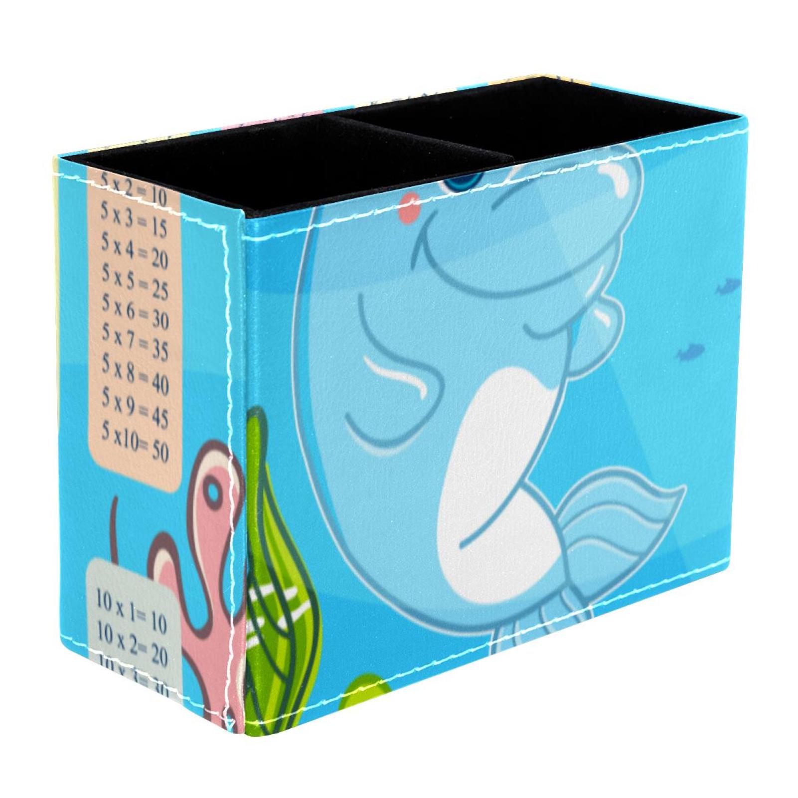 Multiplication Table Pattern PVC Leather Brush Holder and Pen Organizer ...