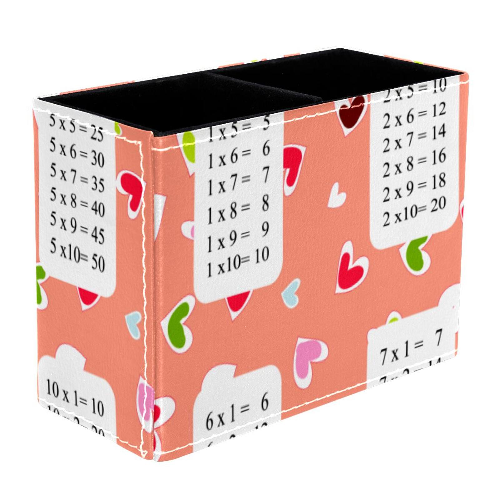 Multiplication Tables (4) Pattern PVC Leather Brush Holder and Pen ...