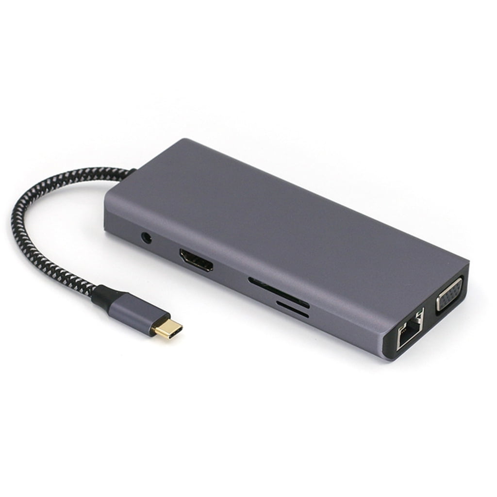 Multiport USB C Adapter With HDTV VGA Output RJ45 Ethernet TF Card ...