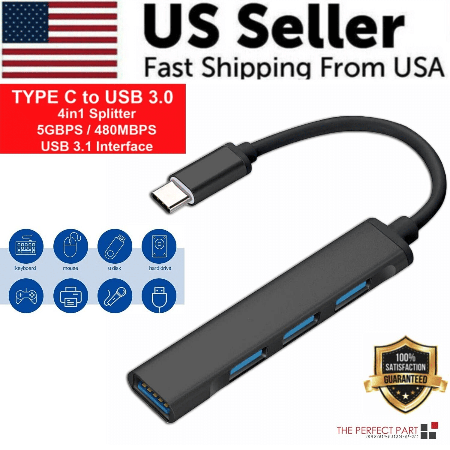 Multiport USB-C Hub Type C To USB 3.0 4K HDMI Adapter For Macbook Pro ...