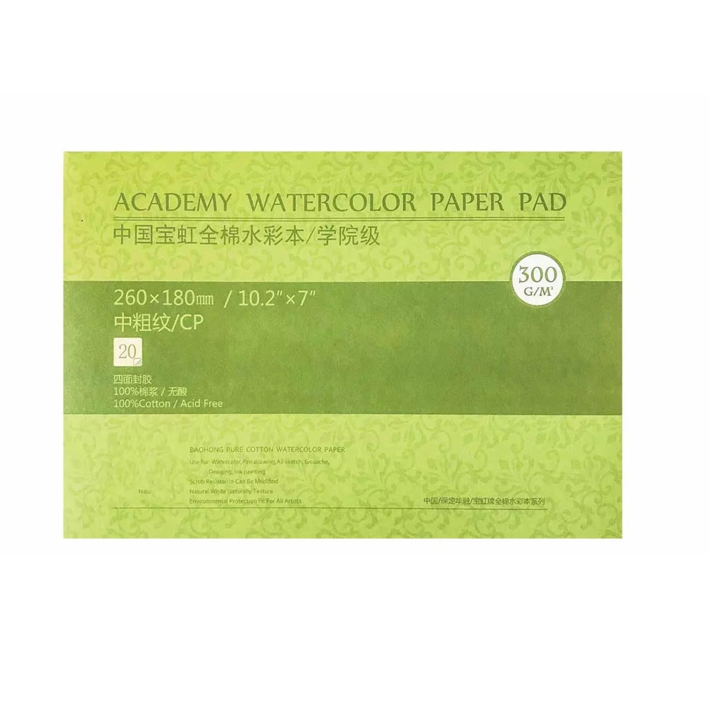 Multipurpose 300g Cotton Art Paper Pad 20 Sheets High Absorbency Acid ...