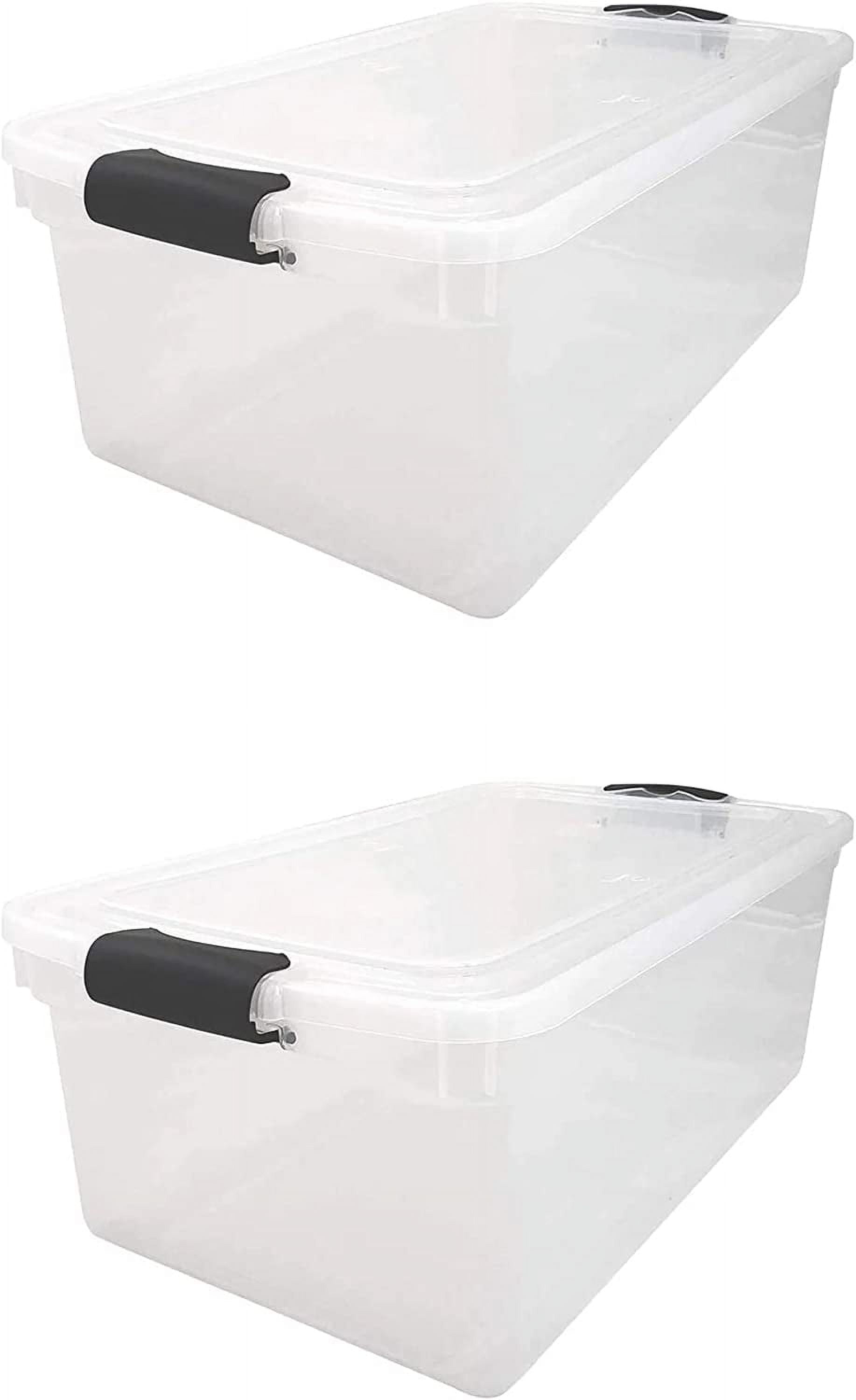 Multipurpose 66 Quart Clear Storage Container Tote Bins with Secure ...
