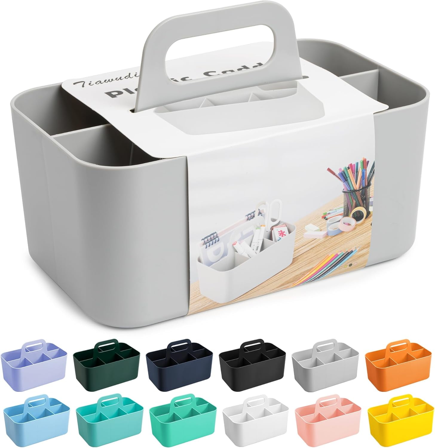 Multipurpose Caddy Organizer, Plastic Caddy with Handle, Stackable Desk ...