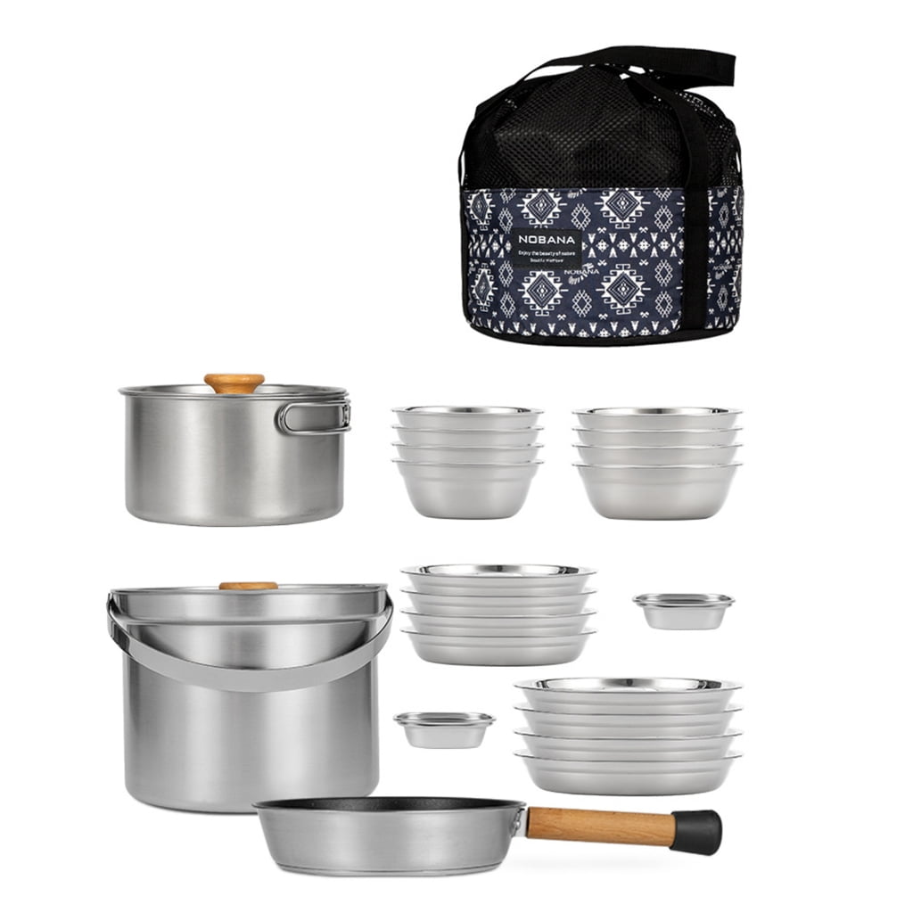 Multipurpose Camping Cooking Set Stainless Steel Cookware Dishware for ...