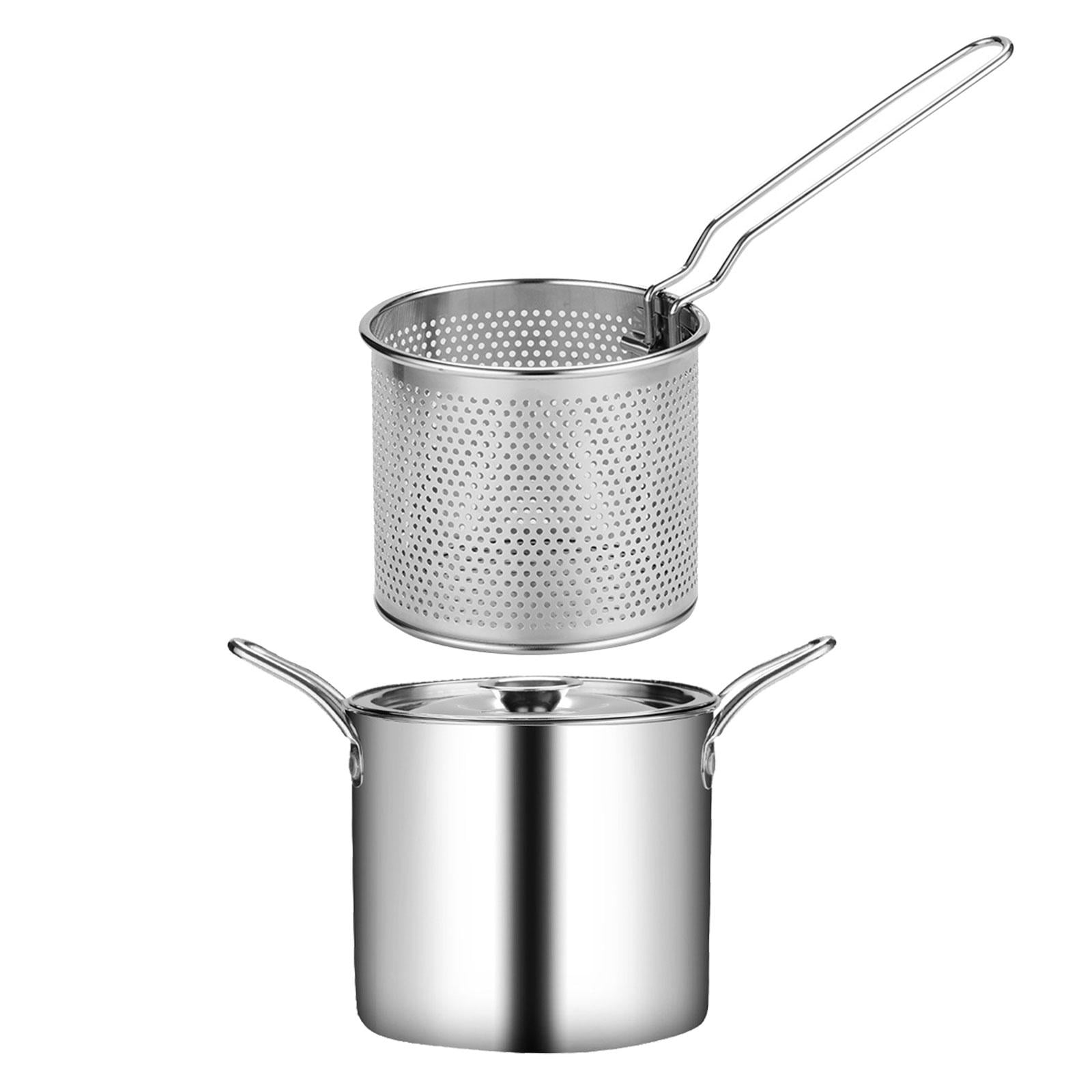 Multipurpose Deep Fryer Pot, Kitchen Frying Pan with Strainer Basket ...