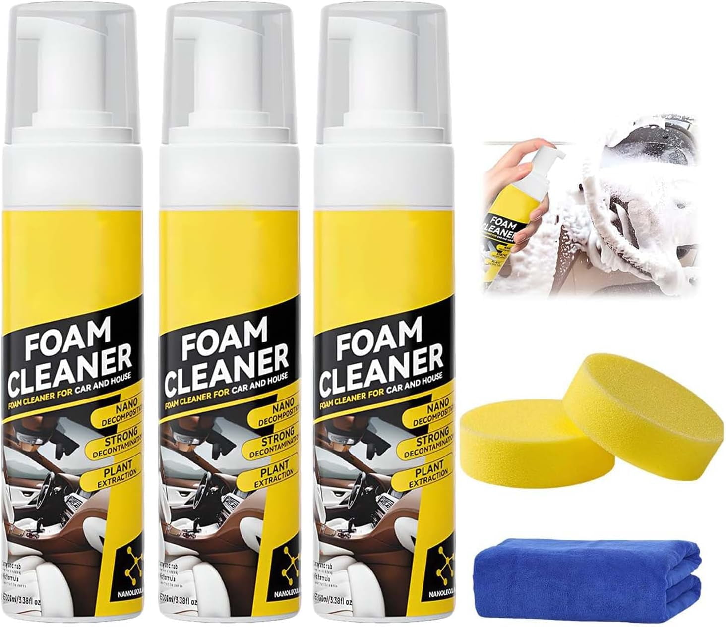 Multipurpose Foam Cleaner Spray, 2025 New Multi-Functional Car Magic Foam Cleaner, Leather ...