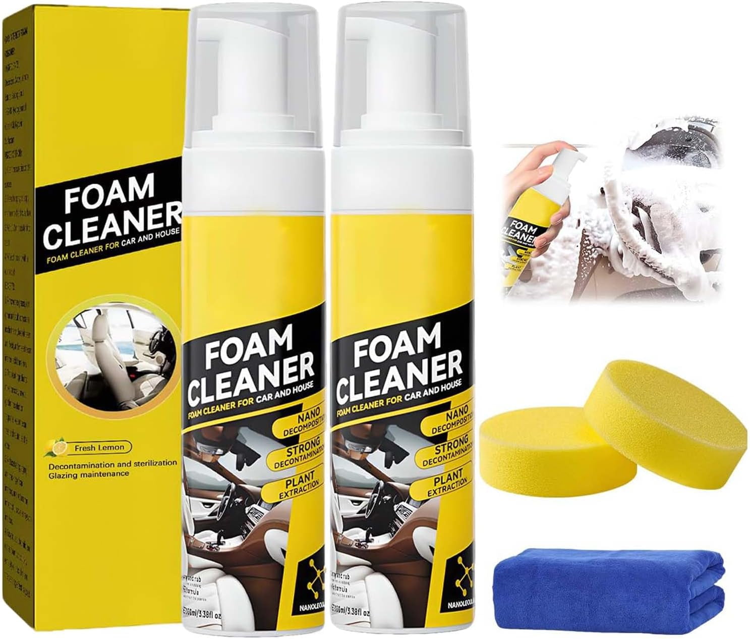 Multipurpose Foam Cleaner Spray, 2025 New Multi-Functional Car Magic Foam Cleaner, Leather ...