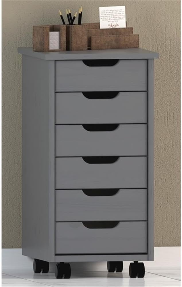 Multipurpose Kitchen Office Bedroom Six Drawer Wood Rolling Storage ...