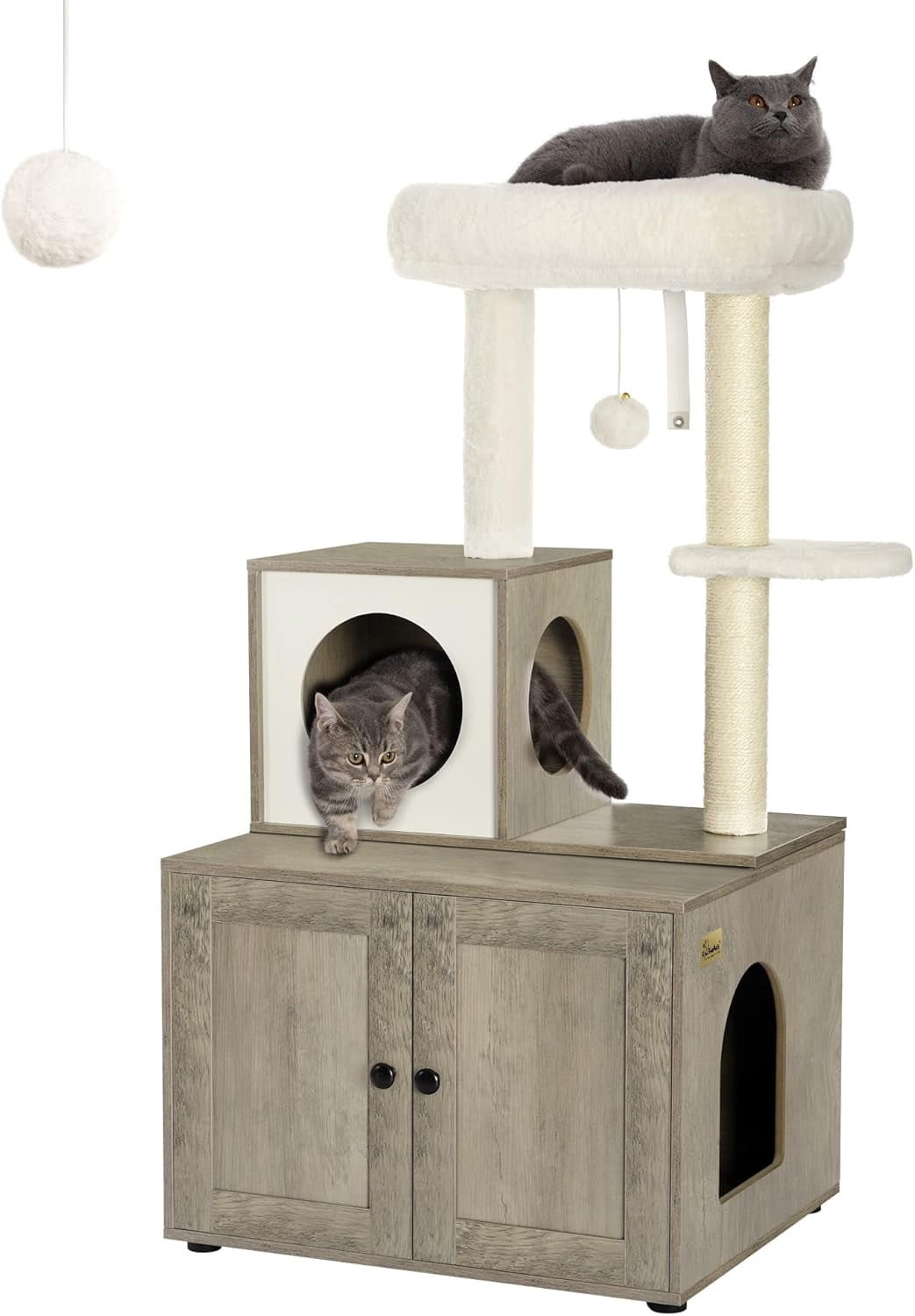 Multipurpose Litter Box Enclosure, Cat Tree and Condo, Side Table, with ...