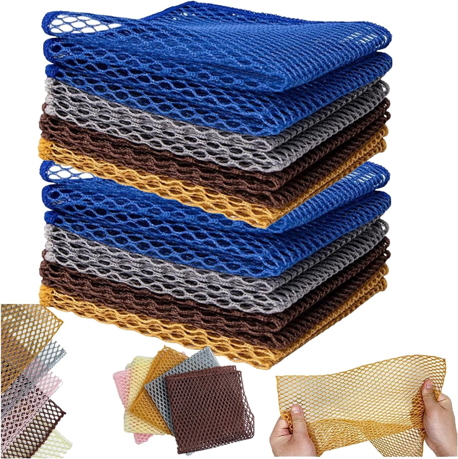 Multipurpose Mesh Dishwashing Rags, 8/16/24PCS 3D Mesh Cleaning Cloth ...