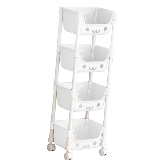 Multipurpose Mobile Rack Trolley 4 Tier Rolling Cart Deep Basket ...