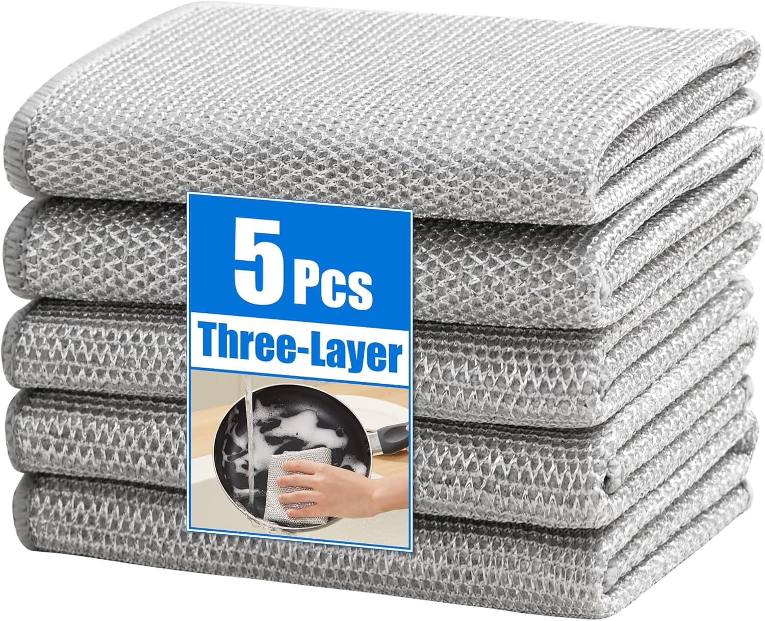 Multipurpose Non-Scratch Wire Dishwashing Rag for Wet and Dry, Reusable ...