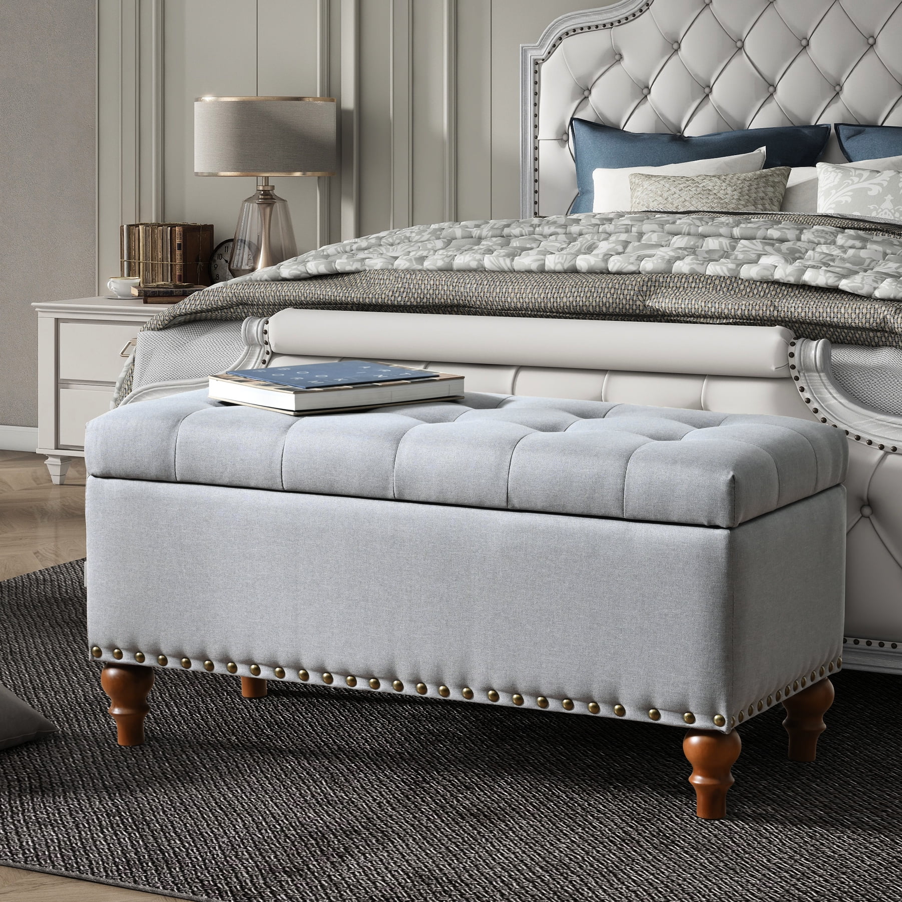 Multipurpose Ottoman with Solid Wood Feet - Support Heavy Loads in Home ...