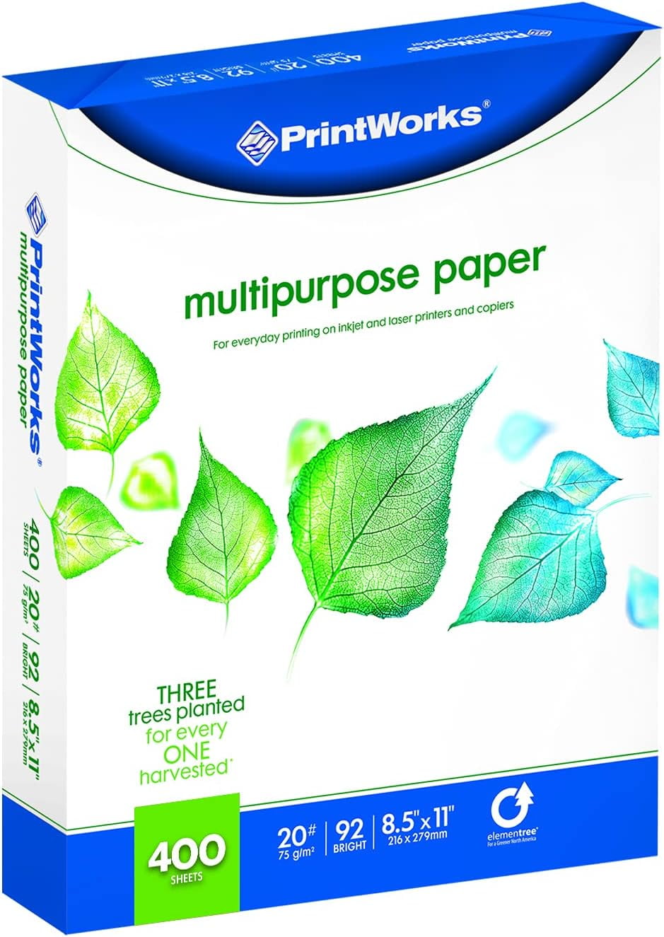 Multipurpose Paper, 20 Pound, 92 Bright, 400 Sheets, 8.5x11 Inches ...