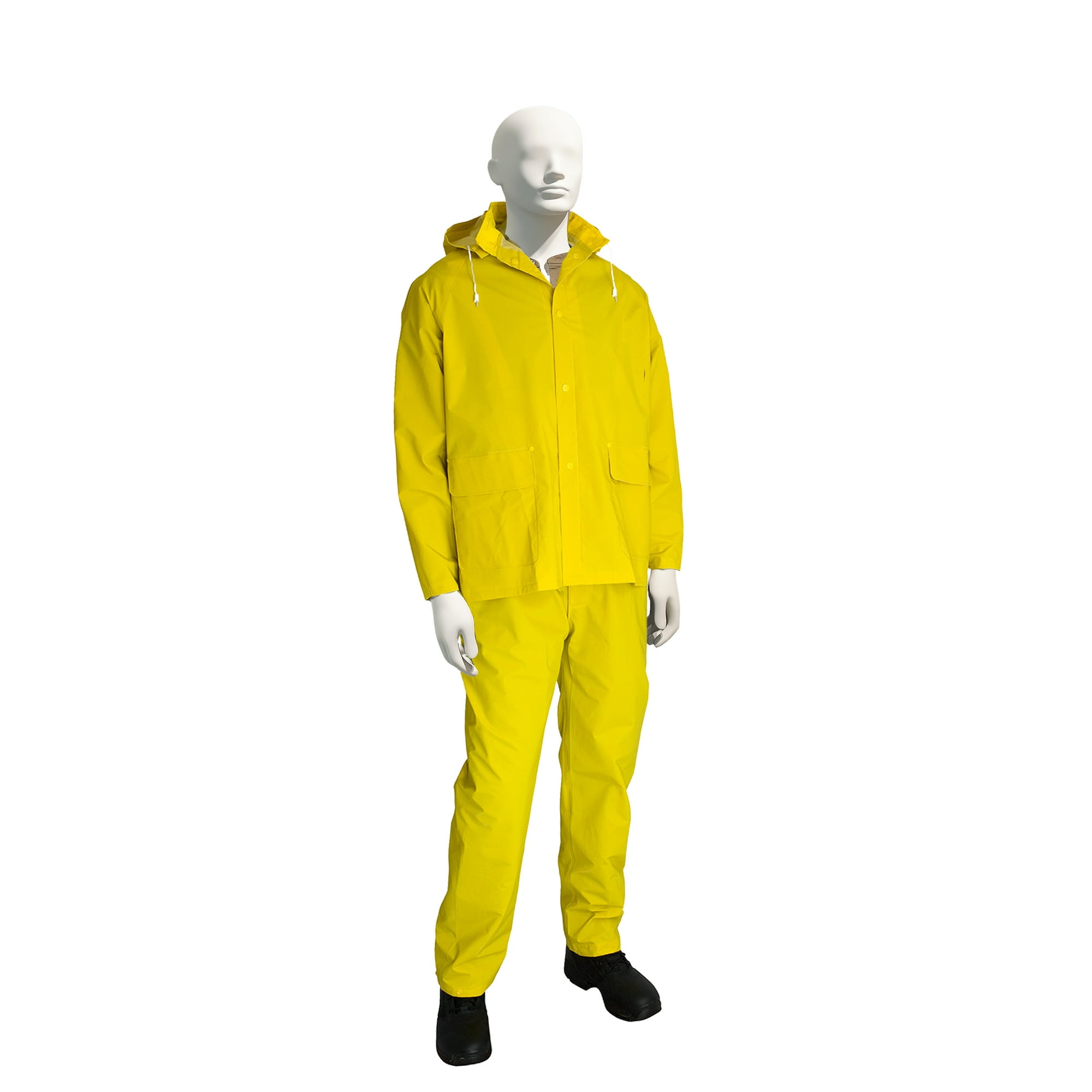 Xpose Safety Yellow 3-Piece PVC Rain Suit, Waterproof Jacket, Bib Pants ...