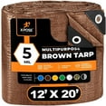 Multipurpose Protective Cover Brown Poly Tarp 12' x 20' - Durable ...