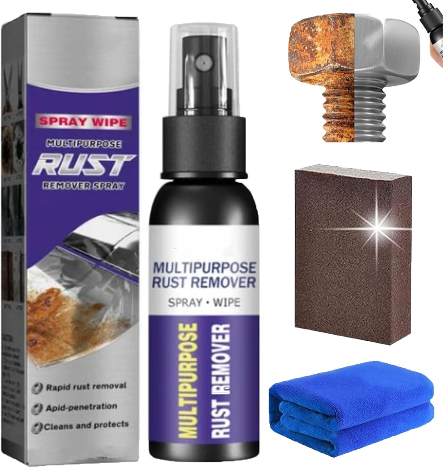 Multipurpose Rust Remover Spray, Rust Remover Spray for Metal, Iron ...