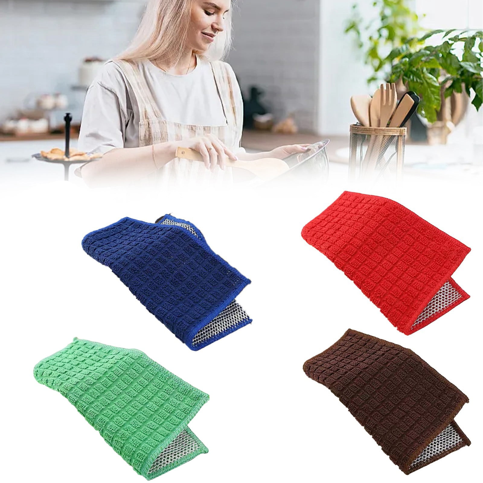 Multipurpose Silver Wire and Fiber Dishwashing Rag for Wet Dry ...