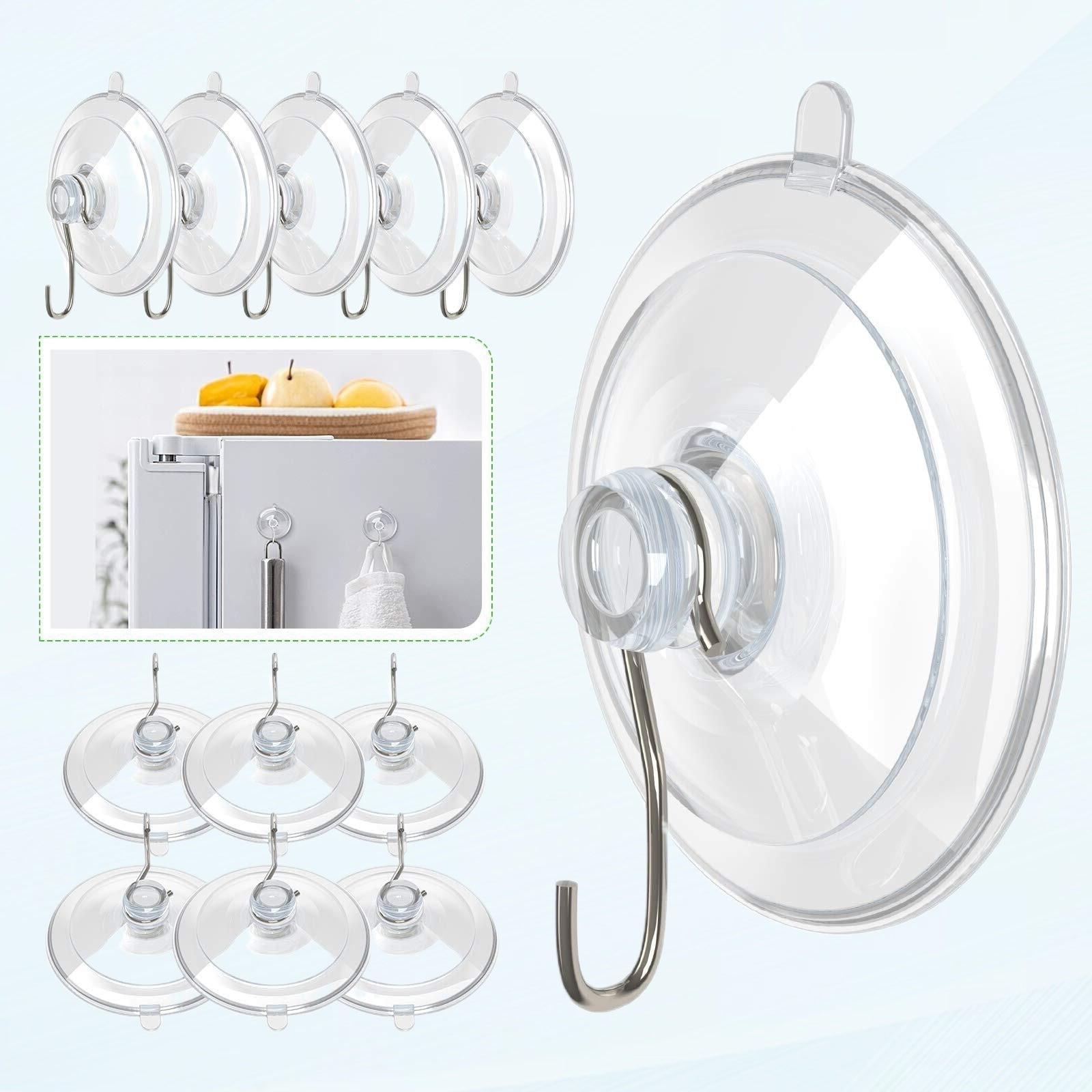 Multipurpose Suction Cup Hooks, 12 Pack Reusable Clear PVC Sucker Pills ...