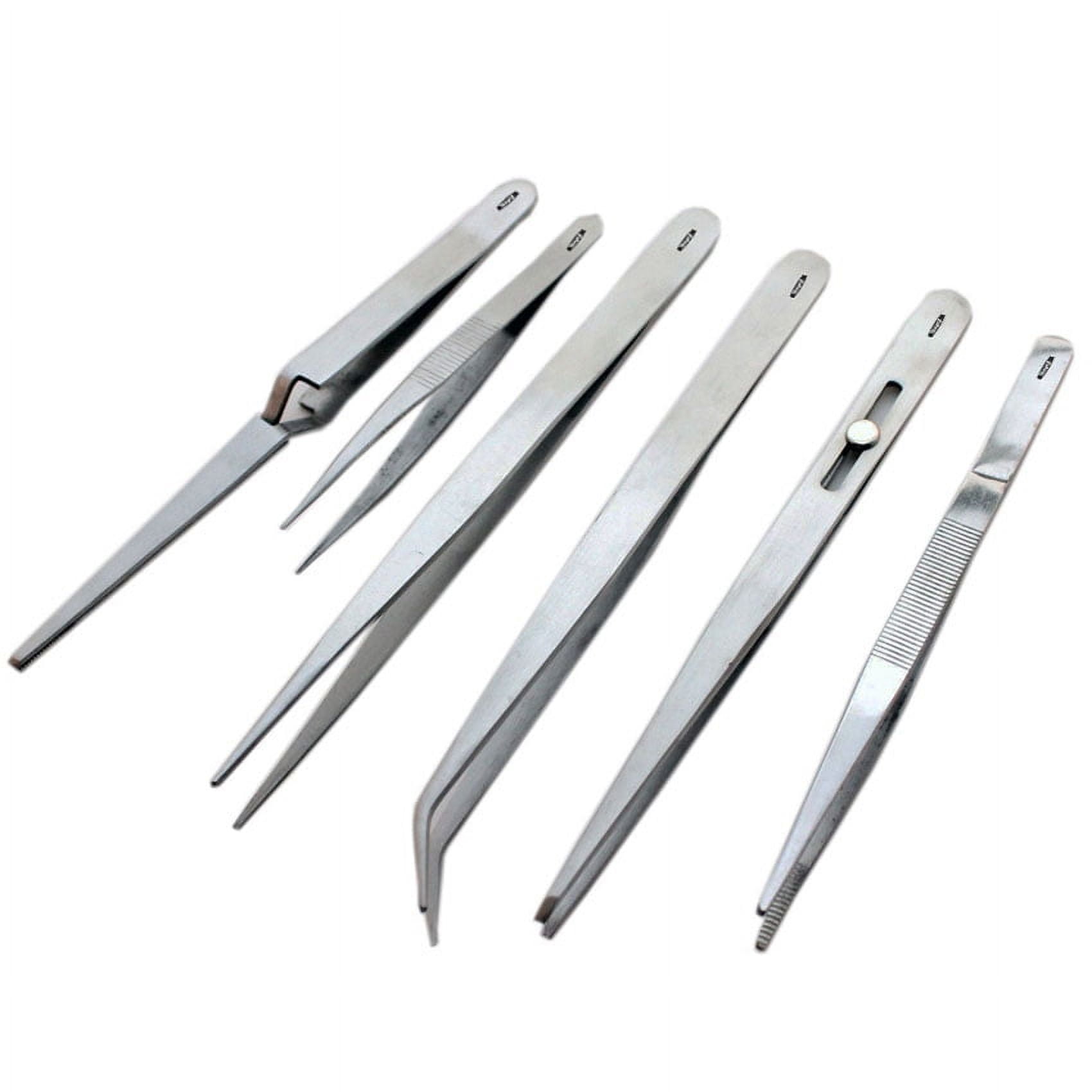 6 Piece Hobby Flat Bent Nose Gem Precision Locking Clamp Tweezer Fish ...
