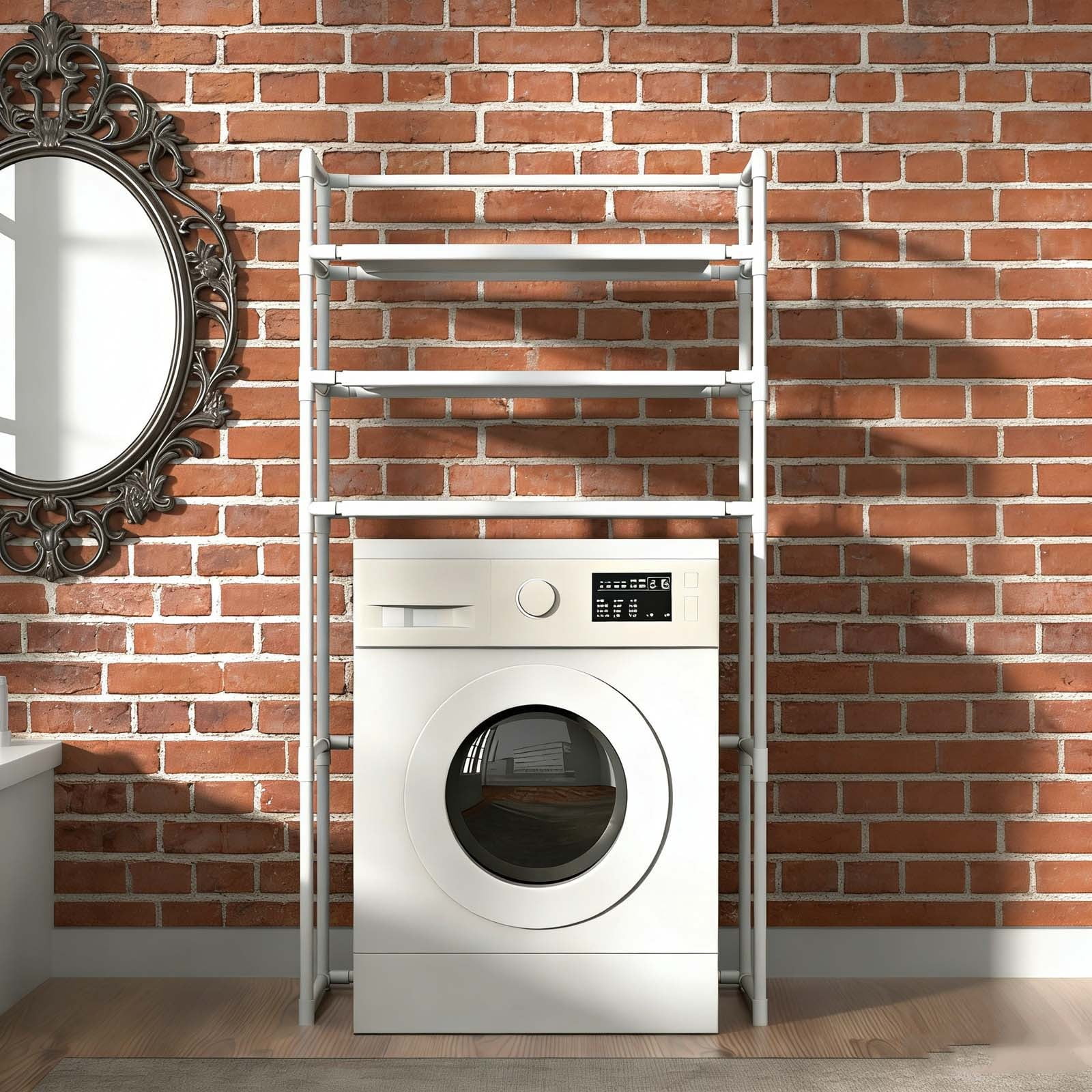 Multipurpose Washing Machine Storage Unit with 3 Tiers, Space-Saving ...
