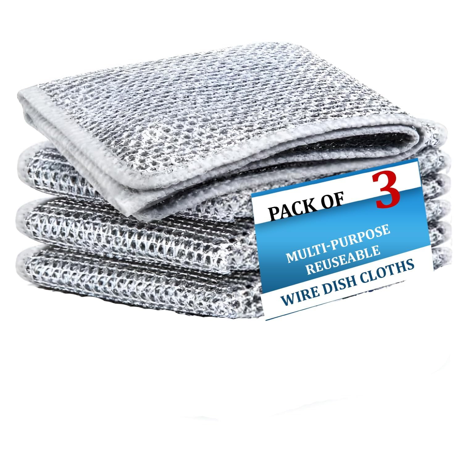 Multipurpose Wire Dishwashing Rags for Wet and Dry Scrubber for ...