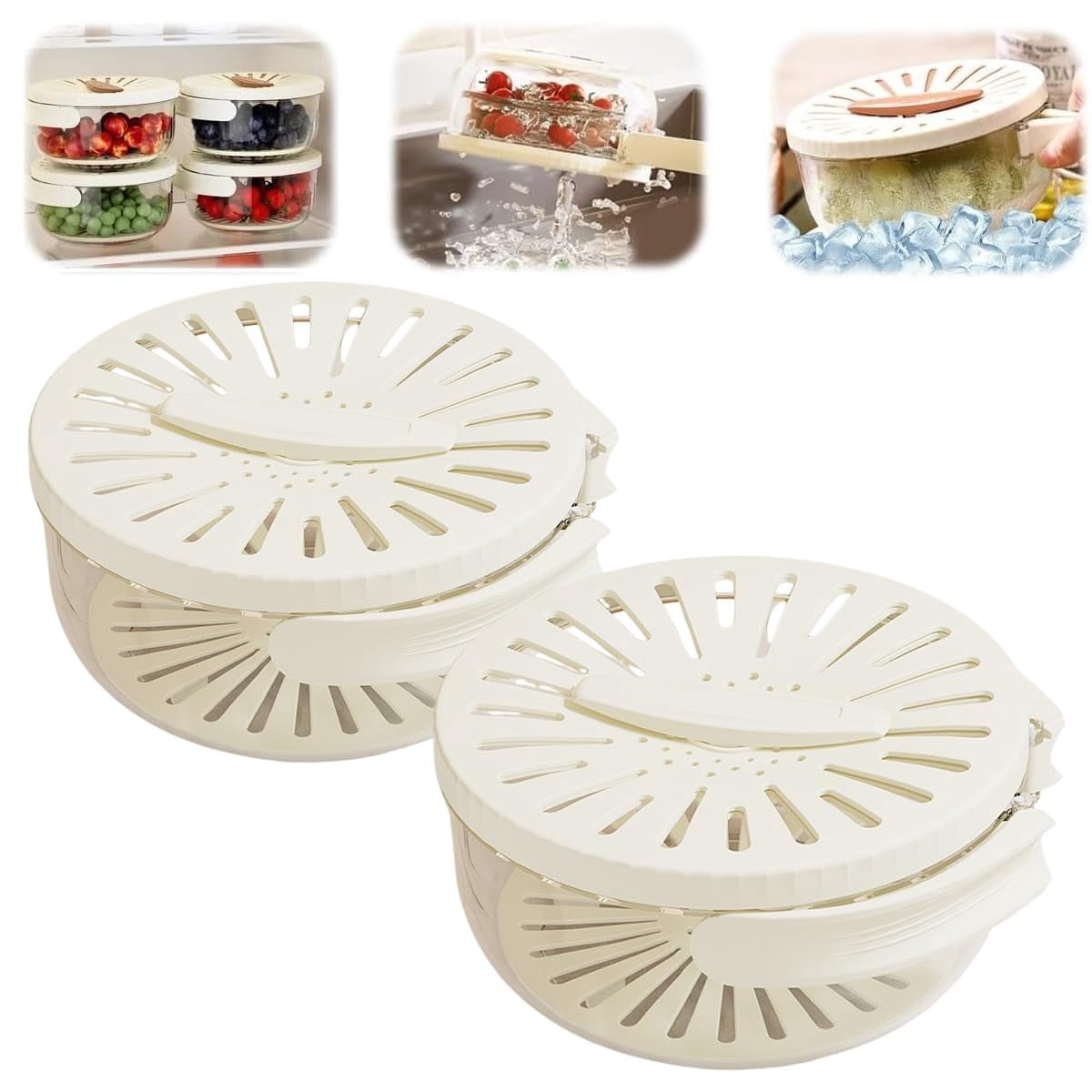MultipurposeDrain Basket with Lid, Fruit Washing Bowl with Strainer ...