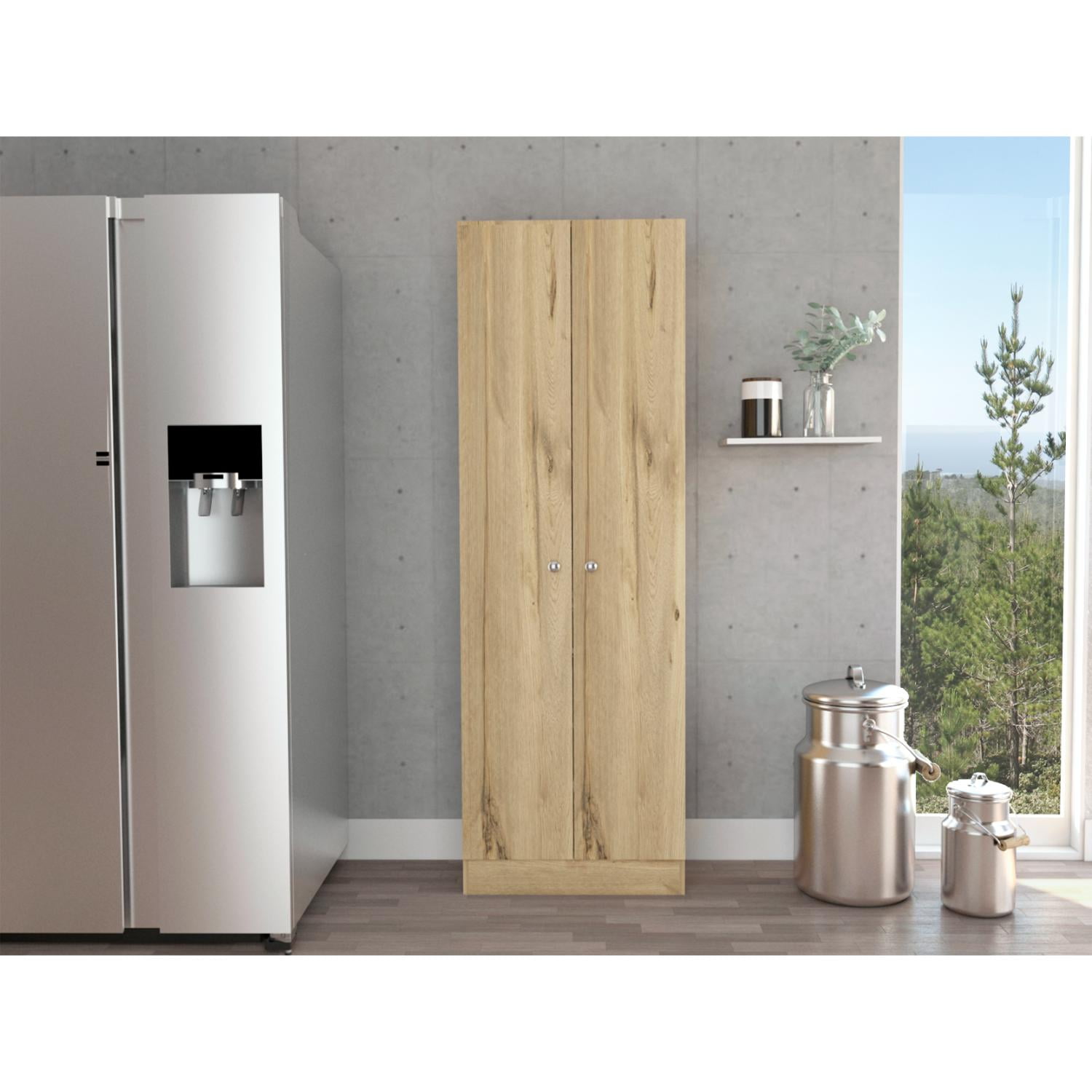 Multistorage Cabinet, Double Door, Five Shelves Light Oak / Black ...