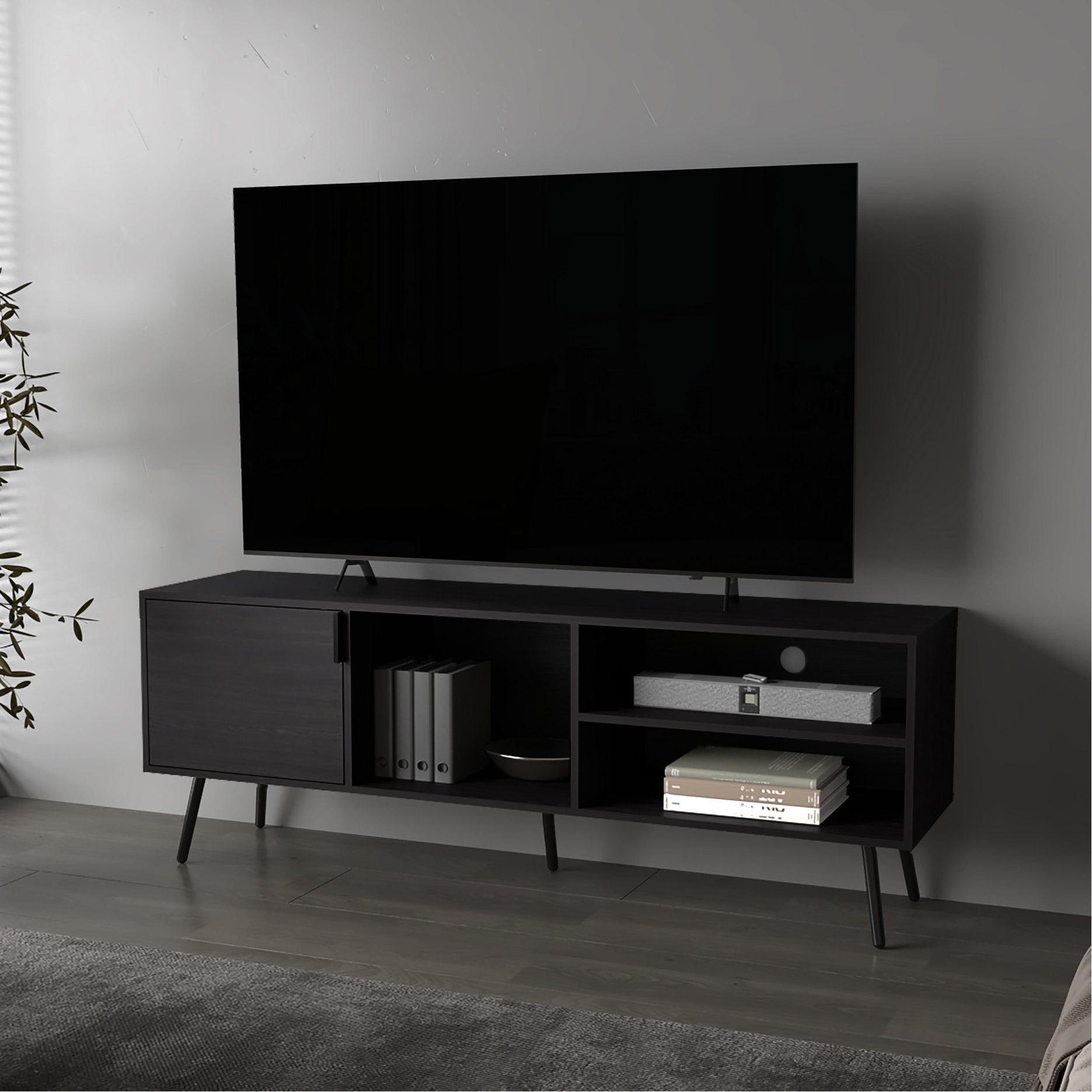 Multistorage Wenge TV Stand with Conical Legs for Elegant and ...