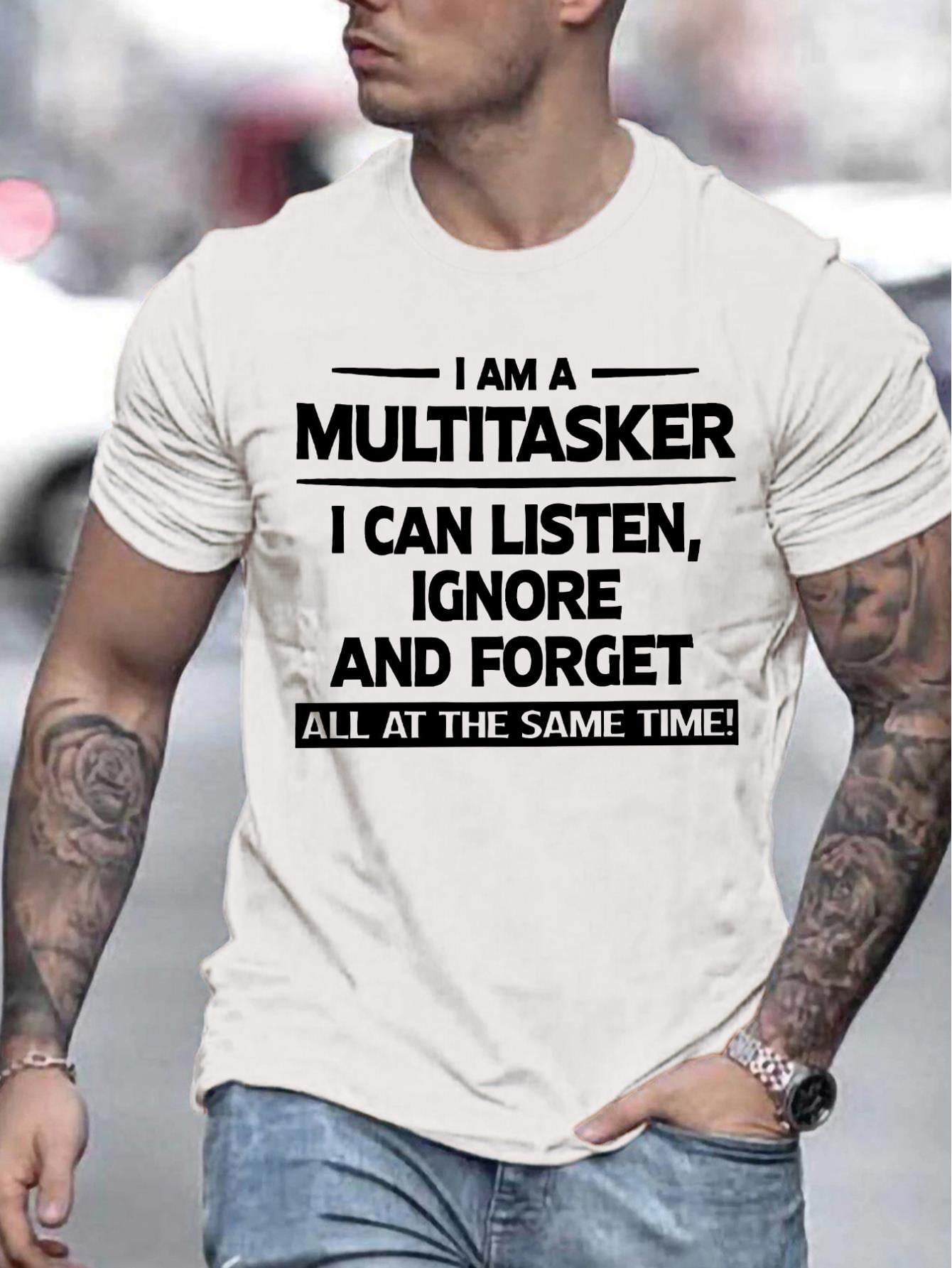 Multitasker Graphic T-Shirt for Men - Casual Crew Neck Tee with ...